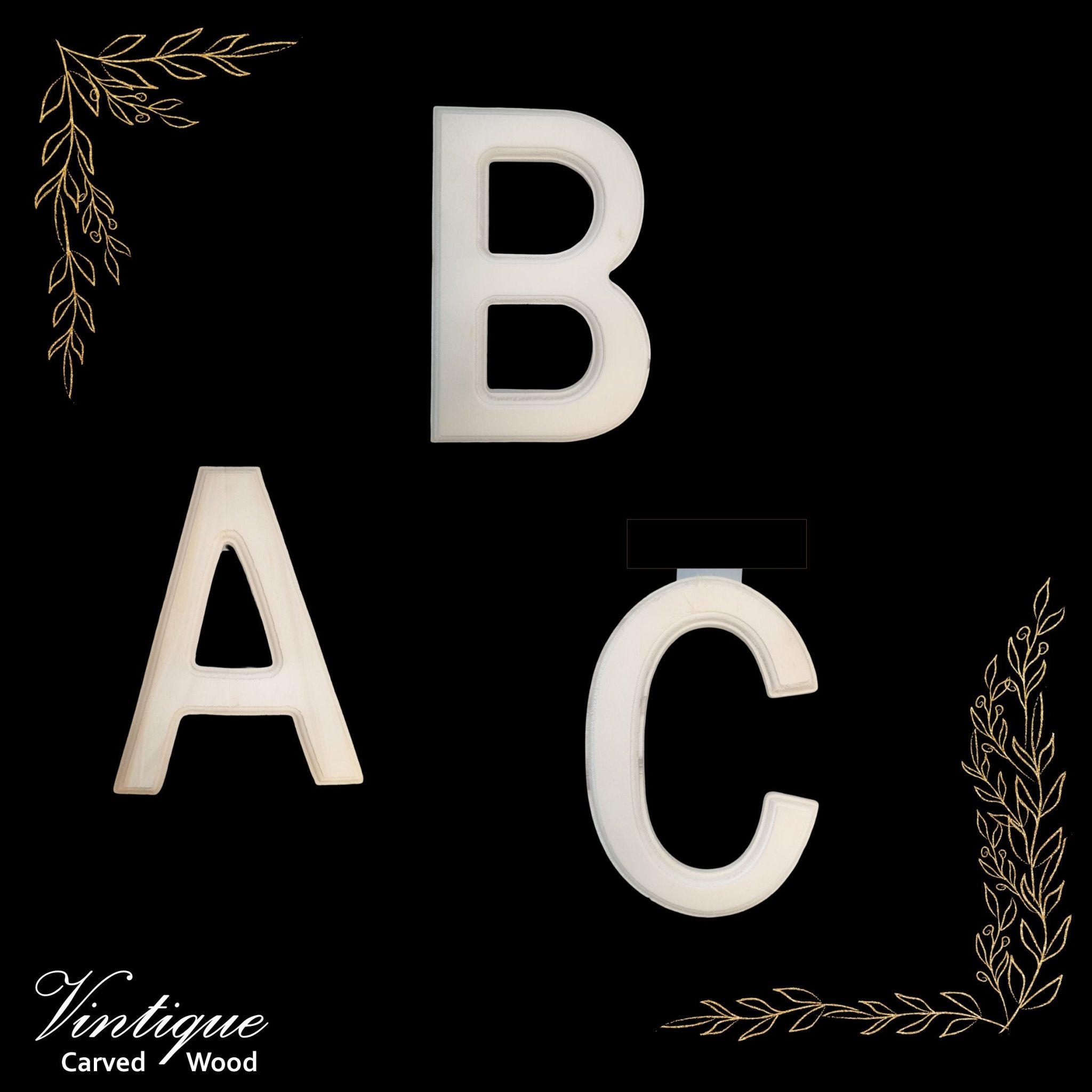 Carved wood letters and Numbers - Vintique Concepts