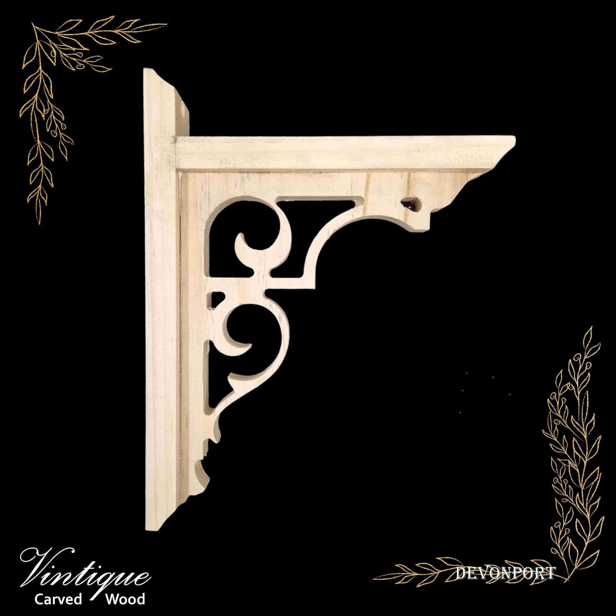 Carved wooden Shelf Brackets - Vintique Concepts