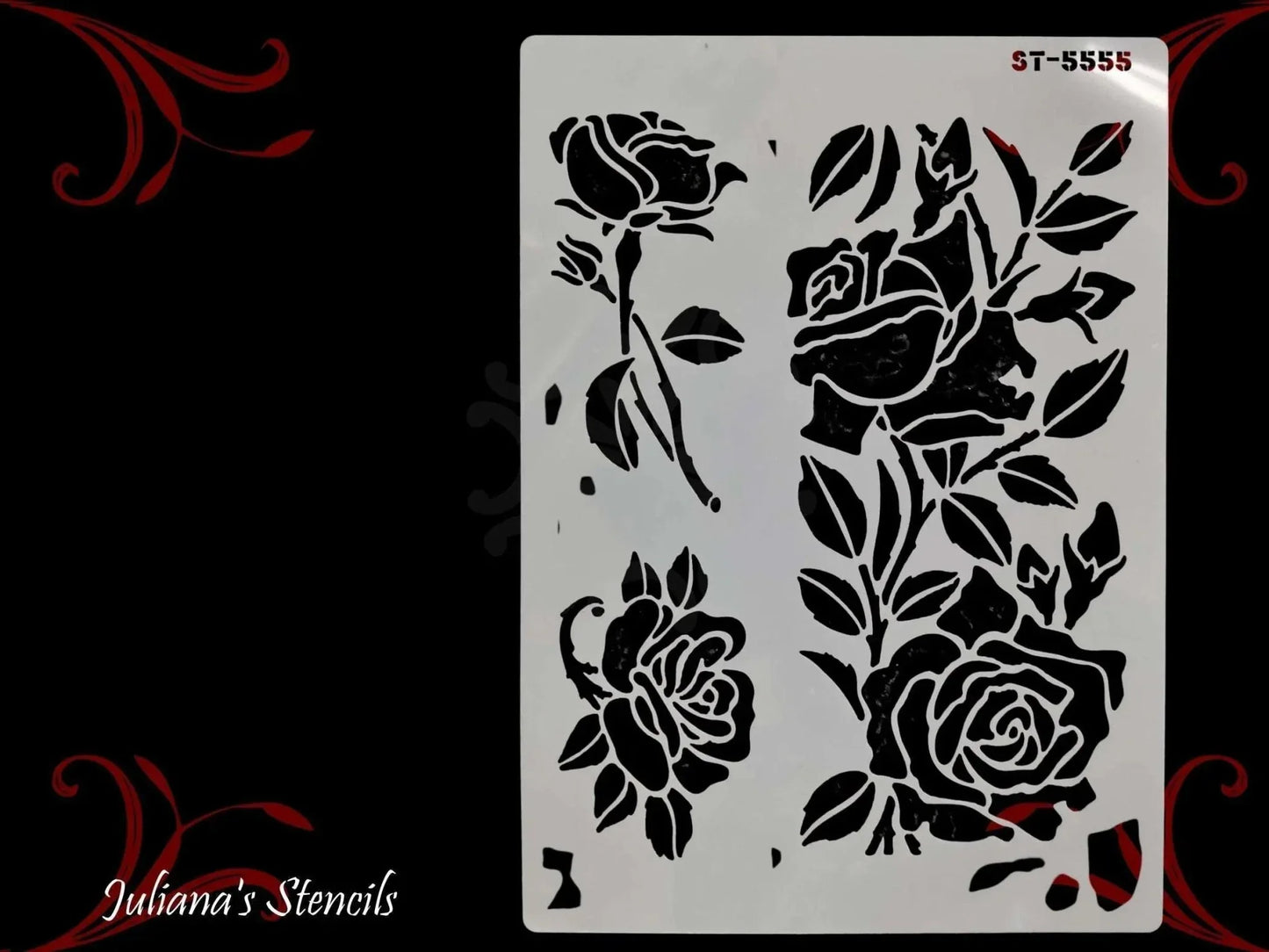 3 Types of Roses Vintage furniture paint stencil (A4 Size) - Vintique ...