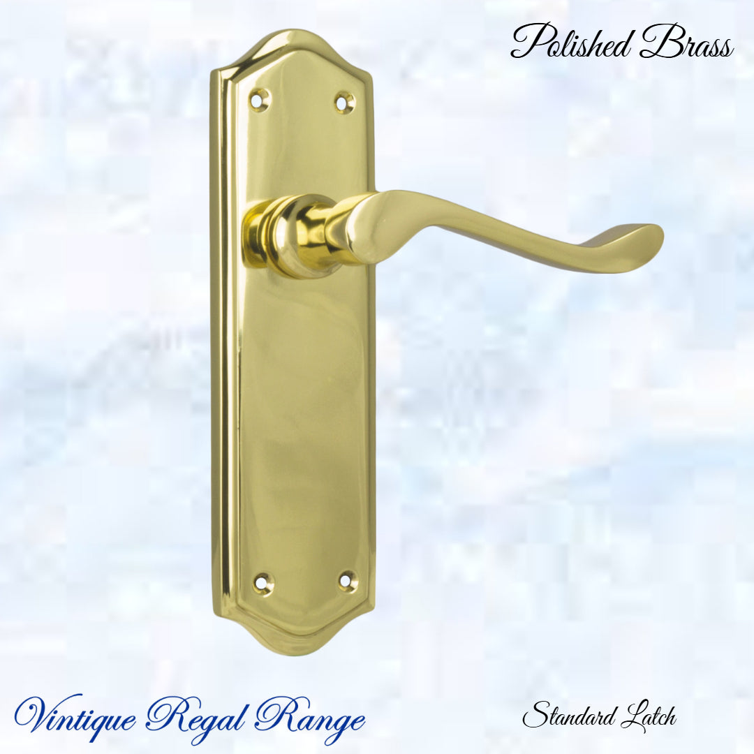 Polished Brass PARNELL lever door handle 180mm x 50mm
