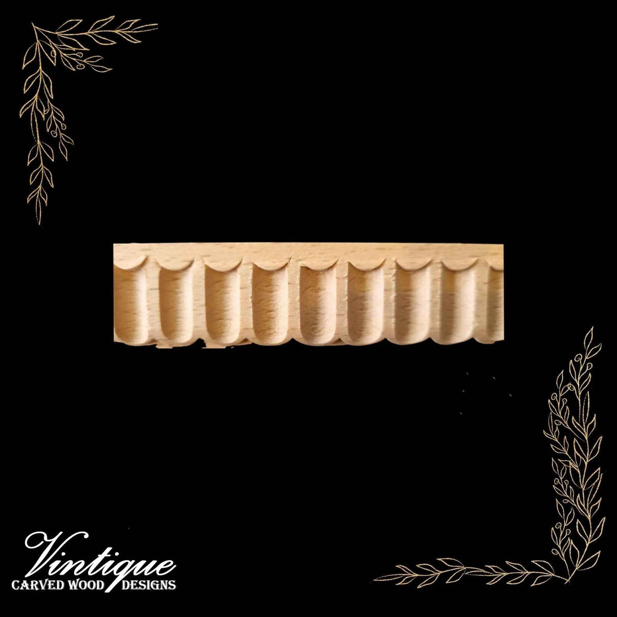Small Fluted Wood border trim moulding 25mm wide - Vintique Concepts