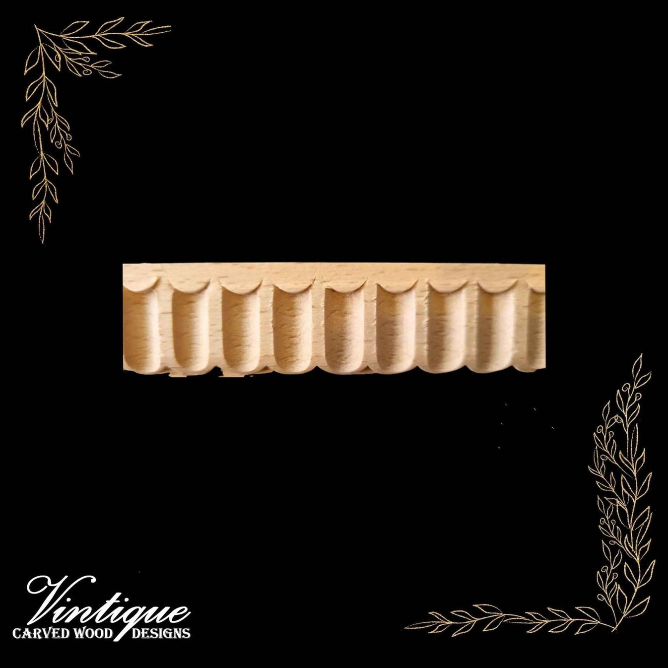 Small Fluted Wood border trim moulding 25mm wide - Vintique Concepts